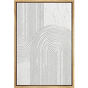 SIGNWIN Framed Canvas Print Wall Art White Retro Geometric Line Spiral Duo Abstract Shapes Illustrations Modern Art Decorative Contemporary Colorful for Living Room, Bedroom, Office - 16"x24" Natural