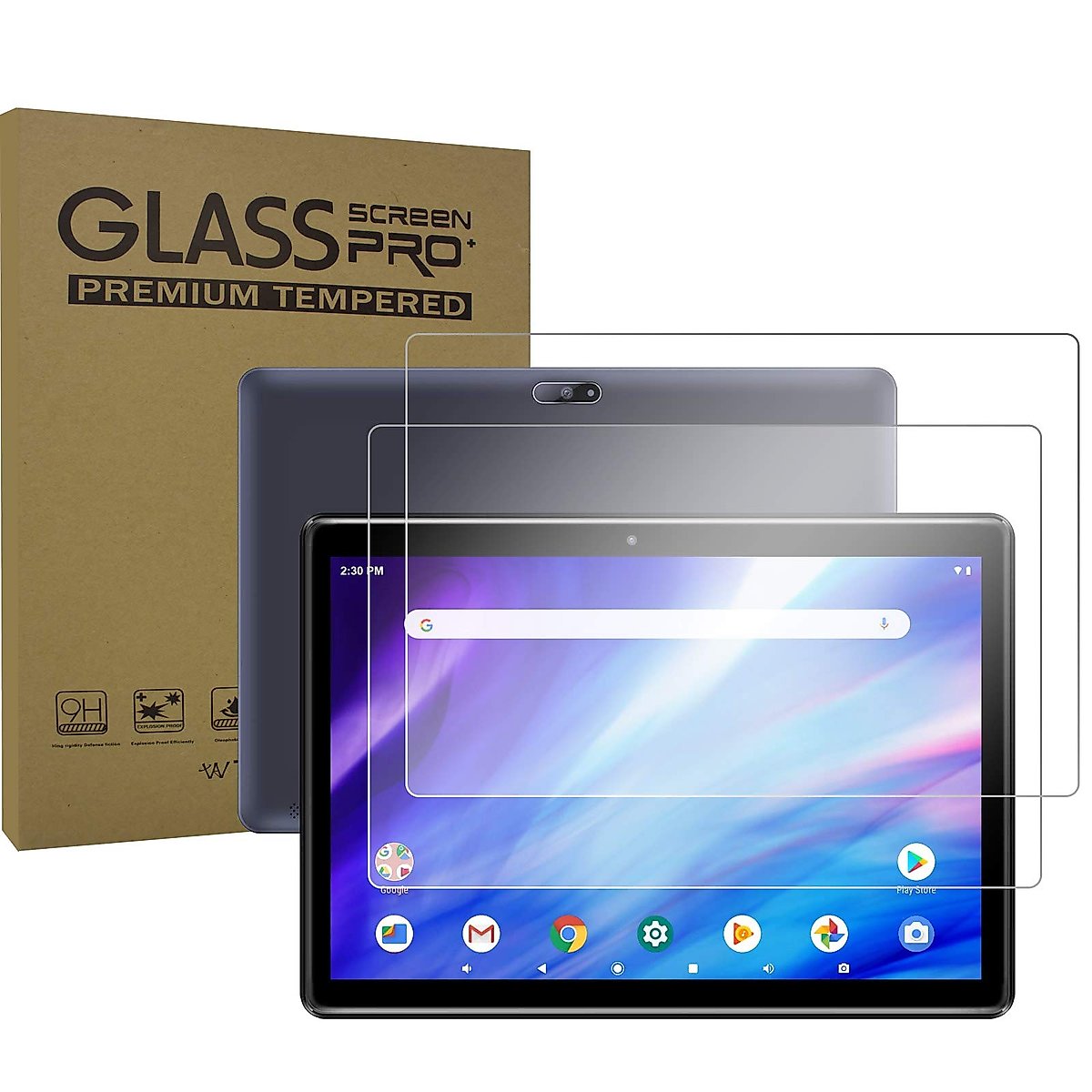 Transwon (for Pritom 10 Inch Tablet, Middle Rear Camera) 2PCS Tempered Glass Screen Protector for DigiLand 10.1 Tablet DL1036/ Pritom M10 10 Inch Tablet with Rear Camera in the Middle