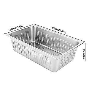Mgorgeous Anti-Jam Perforated Stainless Steel Steam Table/Hotel Pan, Pack of 2 (6inch)