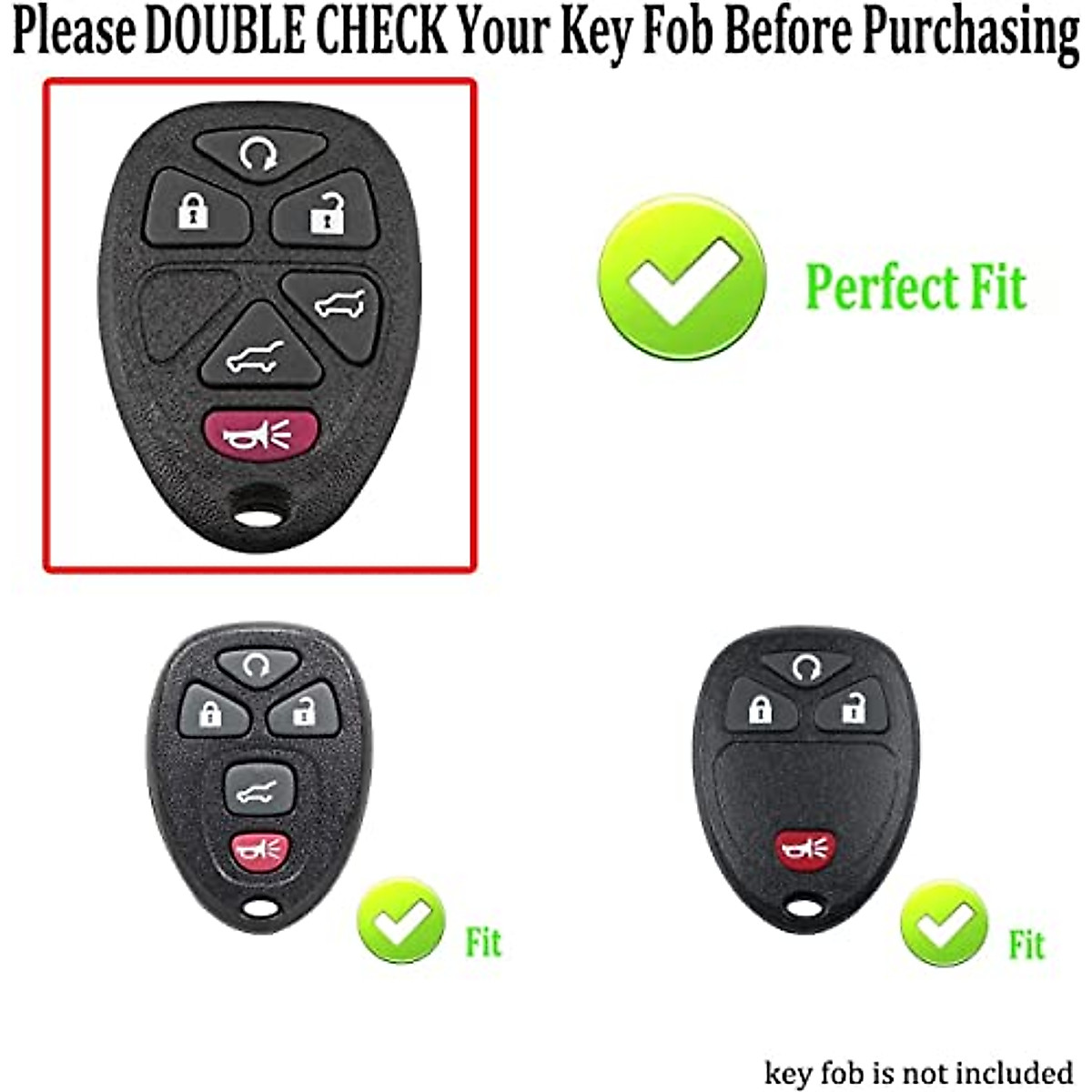 TPU Protective Key Fob Cover Case Compatible with GMC Acadia Yukon Cadillac Escalade SRX Chevy Suburban Tahoe Traverse Buick Enclave Pontiac Torrent Key Fob (Black)