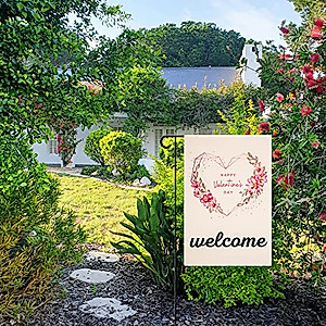 Tugaizi Valentines Day Garden Flag Double Sided Printing Valentine's Day Flag Diamond Love Heart Flower Valentines Day Garden Flag 13x19 Inch for Party Wedding Yard Outdoor Garden Decoration