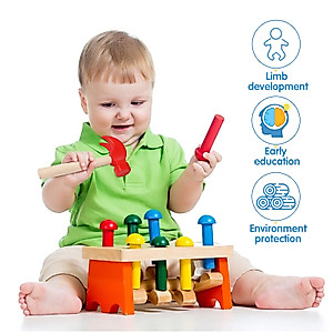 Kisangel 2pcs Wooden Hammer Simulation Hammers Maintenance Tools Mallet Pounding Educational