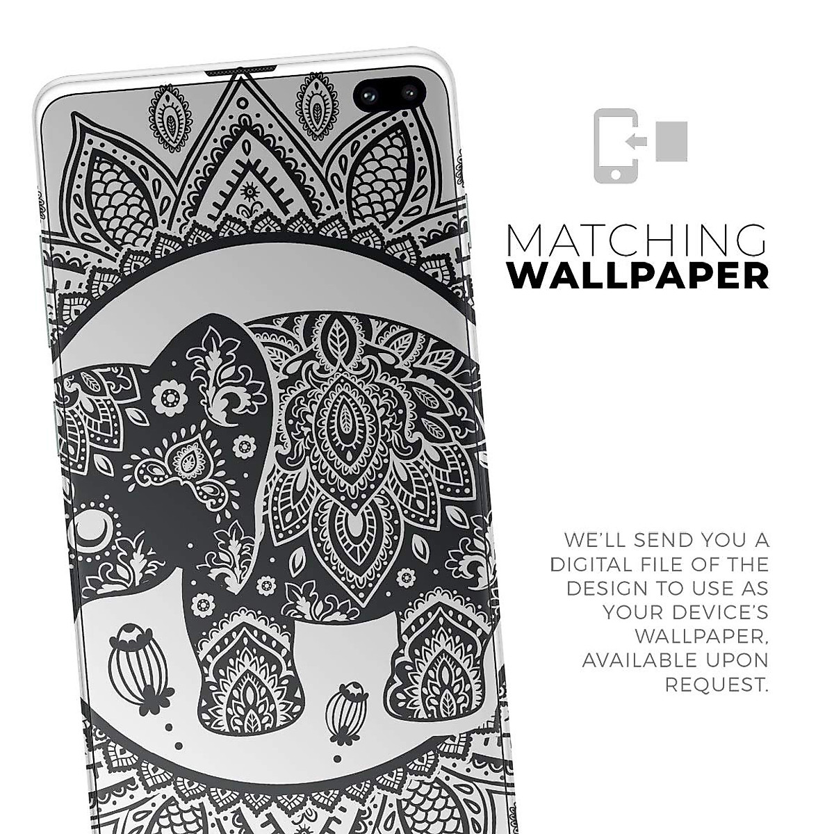 DesignSkinz Indian Mandala Elephant Protective Vinyl Decal Wrap Skin Cover Compatible with The Samsung Galaxy S20 (Screen Trim & Back Glass Skin)