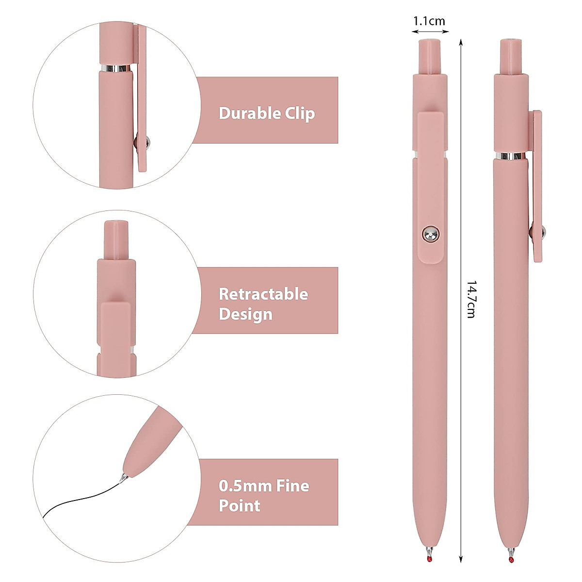 LABUK 7pcs Cute Gel Pens, Fine Point 0.5mm Black Ink Rolling Ball Aesthetic Pens, Retractable Quick Dry, Smooth Writing for School & Office Supplies