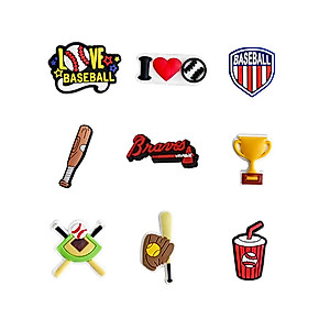 9PC Shoe Charms for crocs clogs Decoration, Team Charms for Braves sports fans