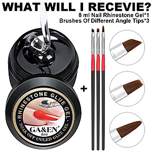 Nail Art 8ml/One Jar of Wipe-Off Rhinestone Glue Gel Adhesive Resin Gem Jewelry Diamond Polish Clear Decoration with Pen Tools (LED Light Cure Needed) Thicker&More Sticky Than Others