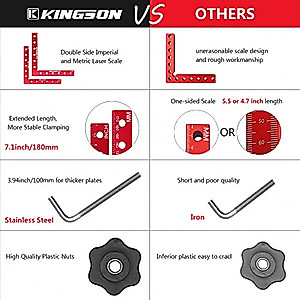 Kingson 90 Degree Positioning Squares Right Angle Clamps Corner Clamp, 7.1" x 7.1" Aluminum Alloy Woodworking Carpenter Tool for Box Cabinets Drawers Picture Flame (2Pack)