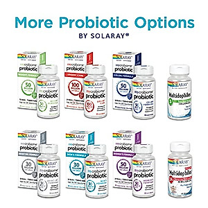 SOLARAY Multidophilus 12 Strain Probiotic | 20 Billion CFU | Healthy Gut Support | 25 Servings | 50 Enteric VegCaps
