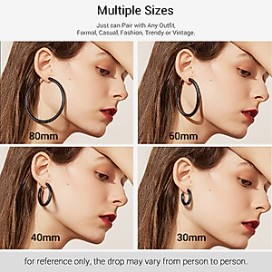 Hoops Earrings For Women Fashion Ladies Earing Statement Jewelry Black Stainless Steel Black Hoop Earrings Woman