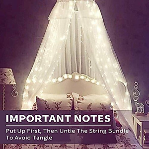 MZD8391 Curtain String Lights, 9.8 X 9.8ft 304 LED Starry Fairy Lights for Wedding, Bedroom, Bed Canopy, Garden, Patio, Outdoor Indoor (White)