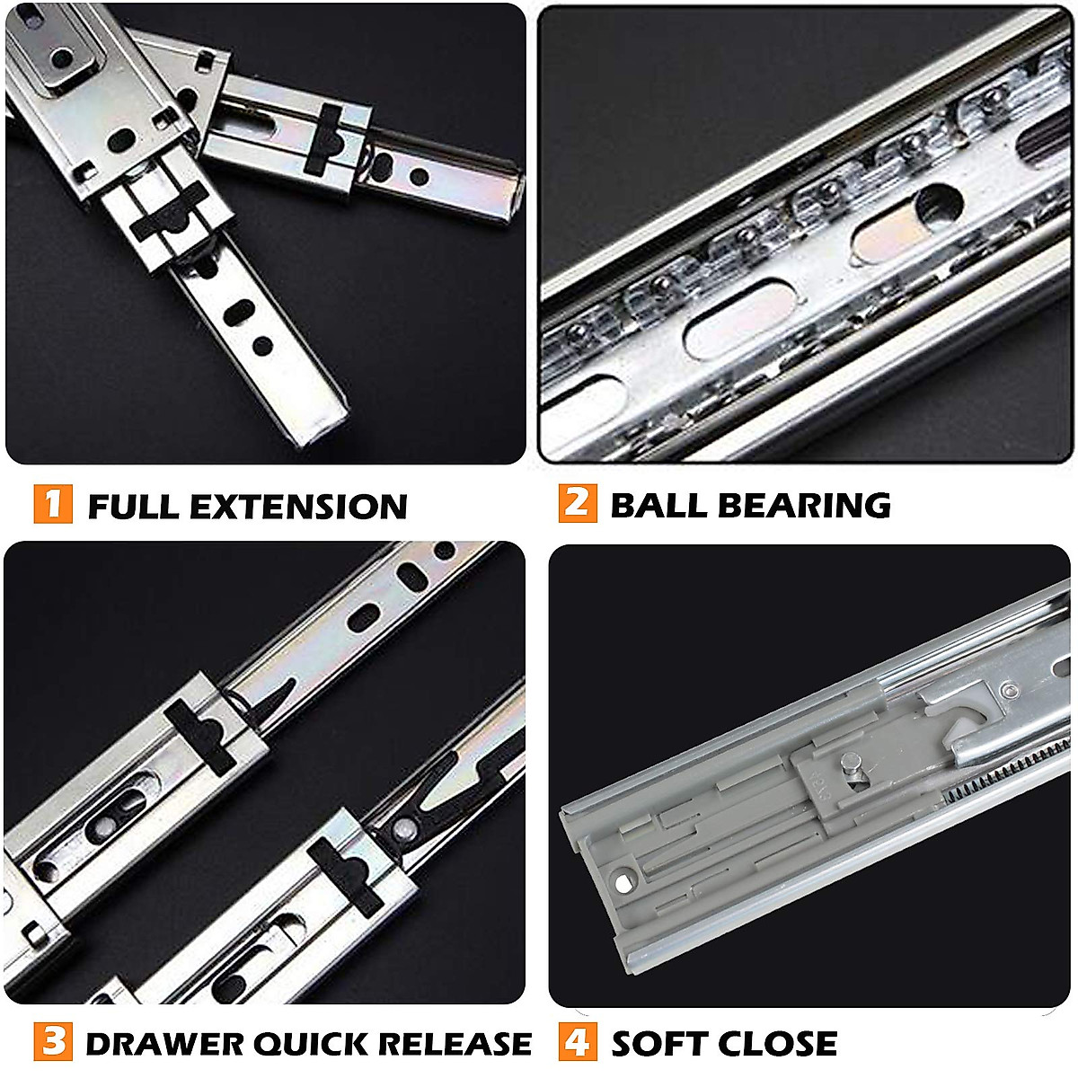 Gobrico Drawer Hardware 16-inch Hydraulic Soft Self Close Drawer Slides Full Extension Ball Bearing Drawer Runners 3Folds 100 lb. 1Pair