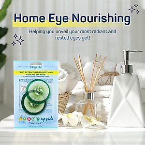 SpaLife Cooling Eye Pads - Korean Soothing Eye Pads for Dark Circles, Puffy Eyes, and Wrinkles - 48 Pads with Fruit + Vegetable Extracts - Revitalizing Hydrating Eye Pads for Eye Treatment (Cucumber)