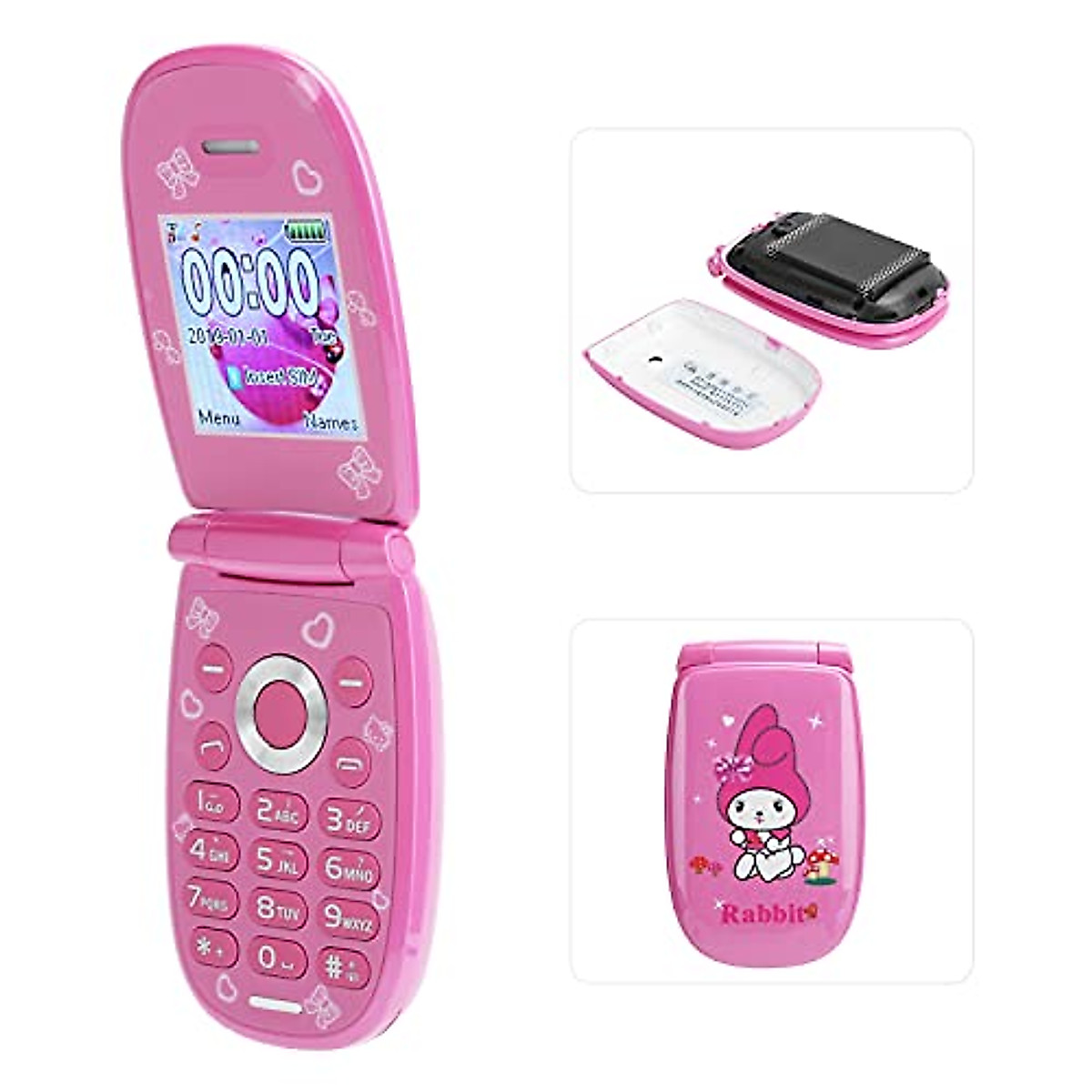 Dpofirs Portable Cute Flip Mobile Phone, Smallest Mobile Phone Toy for Kids Toddlers Students, 1.44in Mini Cell Phone, Mini Phone Gifts for Kids(Pink)