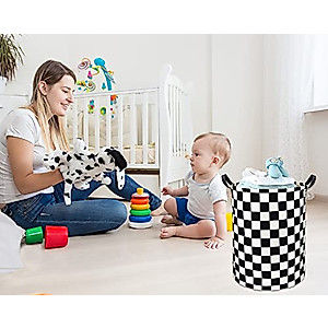 HIYAGON Boys Laundry Basket hamper Kids Storage Basket Car Toy Organizer Bins for Room Decor,Gift Basket for Bedroom(Racing Flag)