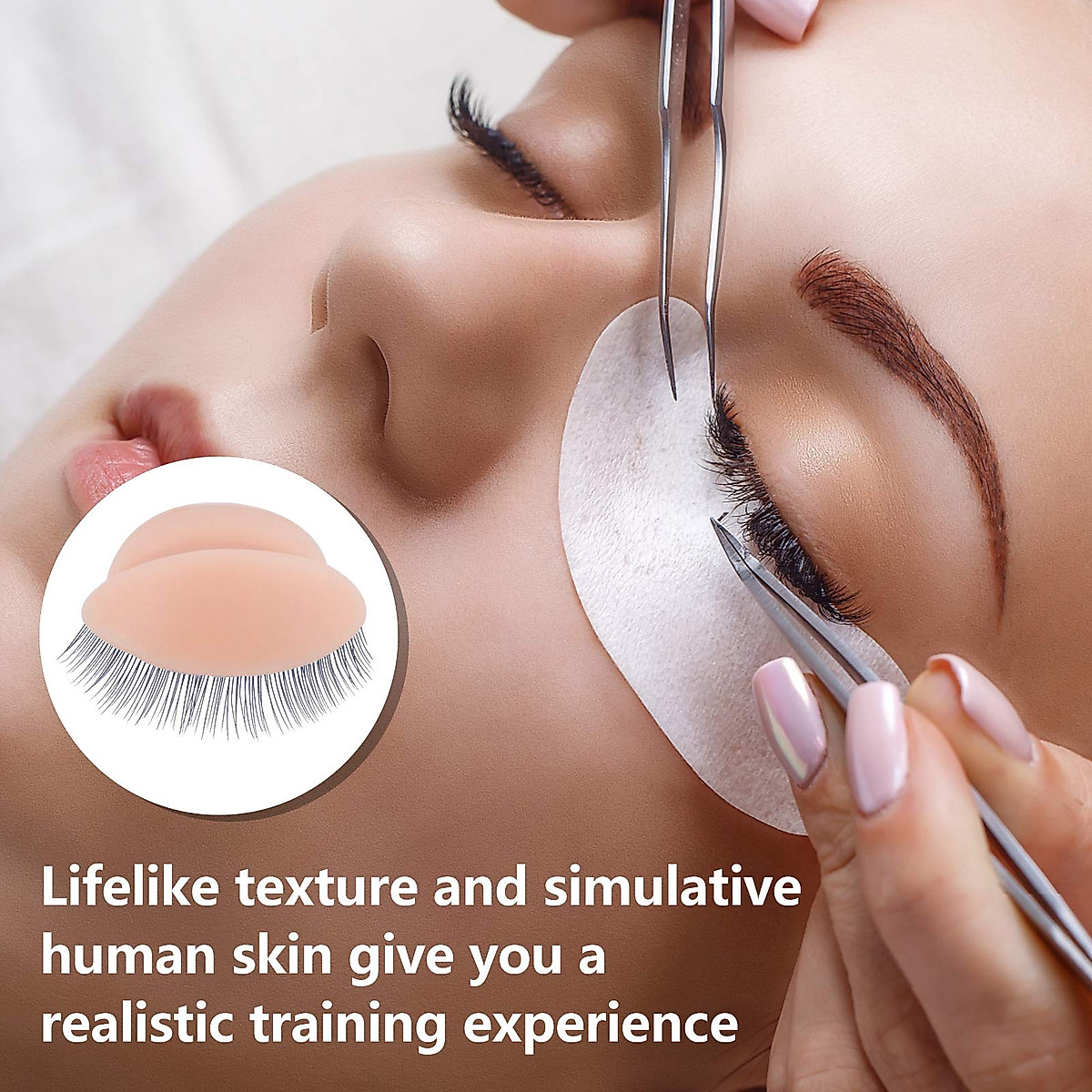 WBCBEC 3 Pairs Replacement Eyelids for Mannequin Head Removable Realistic Eyelids with Eyelashes Mannequin Head Eyelids for Eyelash Training Practice Makeup Eyelash Extensions