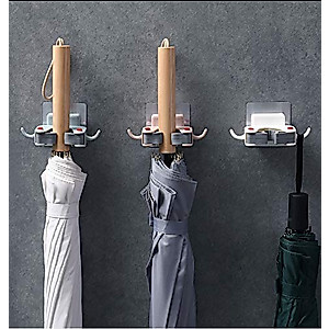 Uncle Jack Broom Mop Holder with Rag Hooks, Mop Gripper and Rag Holder,Self Adhesive No Drilling Super Anti-Slip,for Bathroom Kitchen, Wall Mounted Tool Organizer, Garage Storage (Pink 4 Sets)