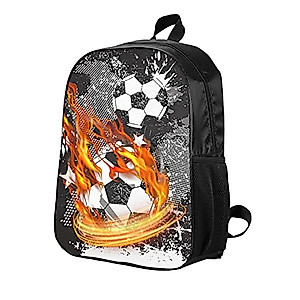 KXZOYLM Fire Soccer Backpack Cool Football School Backpacks 3 Pieces Set Camo Soccer School Bookbag with Lunch Bag And Pencil Case Casual Soccer Shoulder Bag for Boys Girls Teens