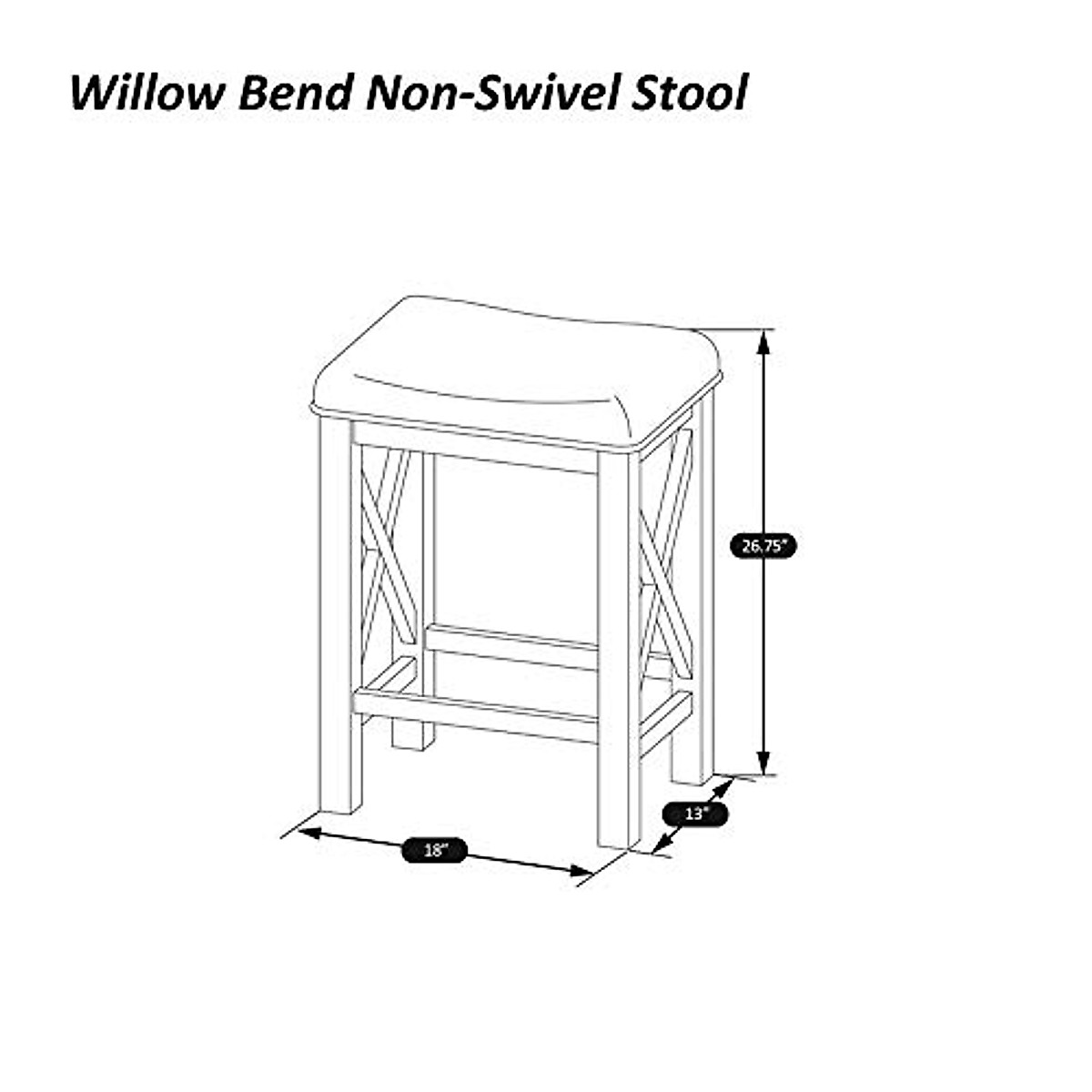 Hillsdale Furniture Willow Bend Stationary Backless Counter Height Stools, Set of 2, Antique Brown Walnut