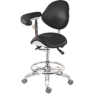 BONEW Global-Dental Saddle Chair Office Stool Dentist's Doctor's Assistant's Deluxe Chair PU Leather