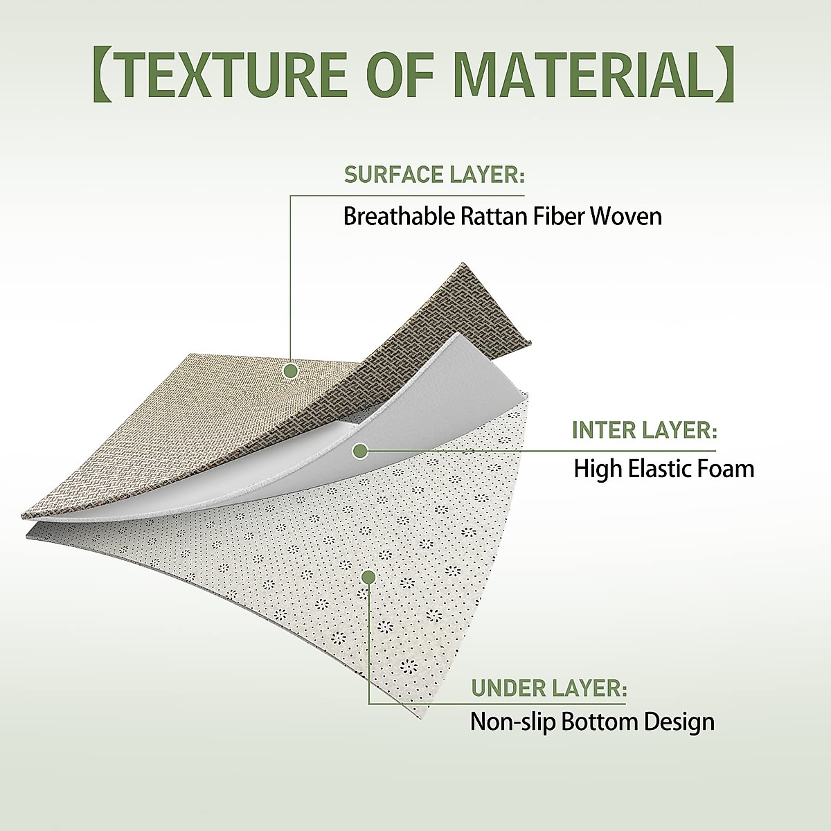 SHJADE Large Tatami Mat, 71'' x 71'' Futon Mattress, Foldable Rattan Floor Mats, Crawling Mats Living Room Bedroom Area Rug with Storage Bag(Green)