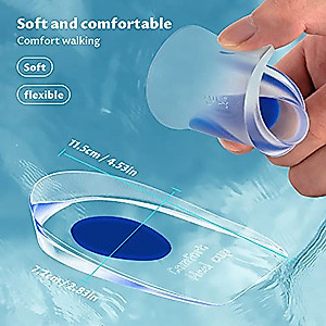 Silicone Gel Heel Cups for Heel Pain Shoe Inserts Heel Protectors for Plantar Fasciitis Foot Pads for Bone Spurs Heel Cushion Heel Lifts for Achilles Tendonitis (Large-6 Packs)