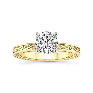 FRIENDLY DIAMONDS 1 carat - 3 carat | IGI Certified Lab Grown Diamond Engagement Ring | 14K Or 18K in White, Yellow Or Rose Gold | Ivory Vintage Solitaire Lab Diamond Ring | FG-VS1-VS2 Quality, 1 ct,