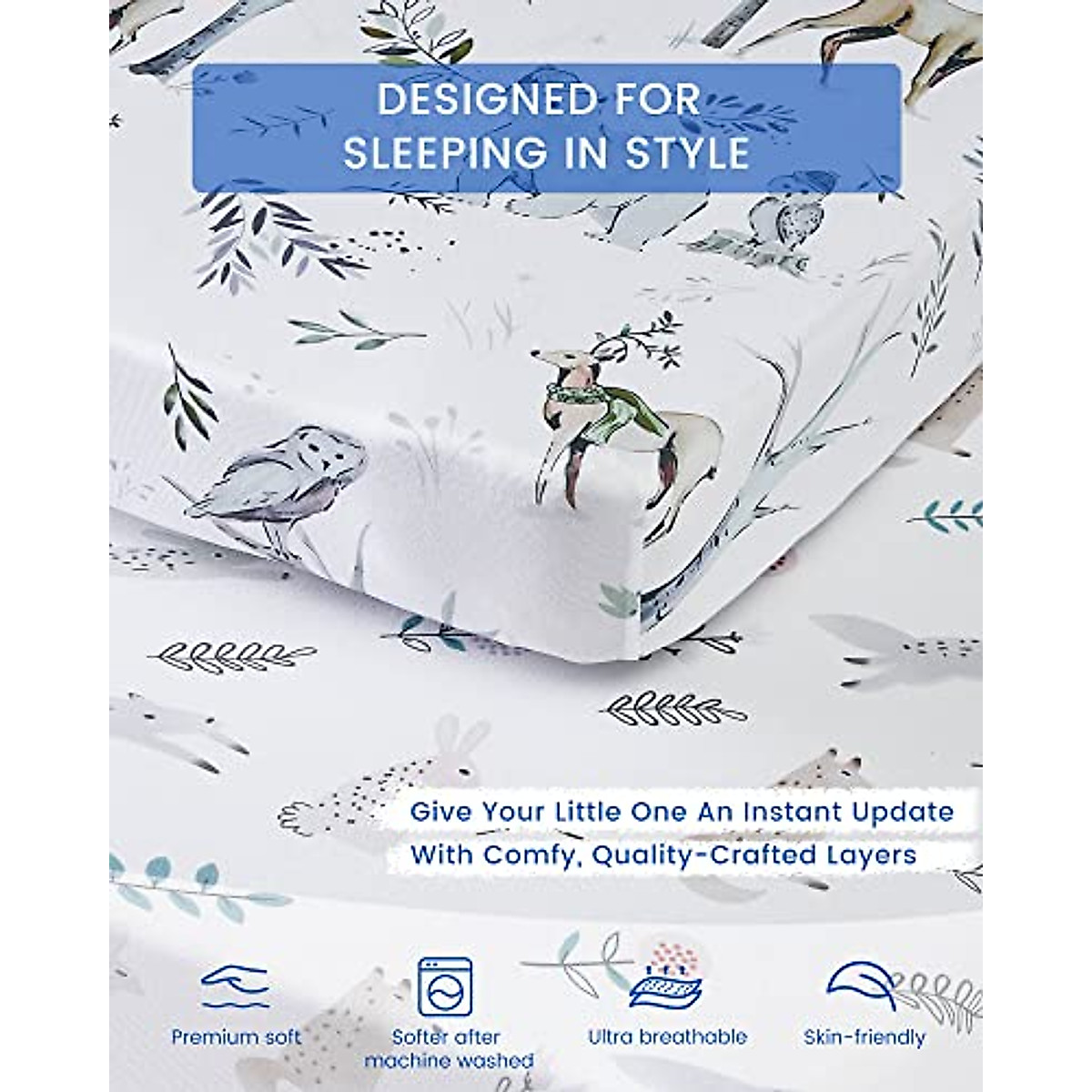 Extra Stretchy Changing Pad Cover, TotBasic Ultra Soft Premium Jersey Knit Changing Pad Sheets, Unisex for Boys and Girls, Safety Strap, Fits All Standard Changing Tables/Dresser Tops - 2 Pack