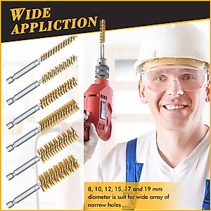 Bore Brush for Drill Wire Bore Brush Set Wire Cleaning Brush Set Stainless Steel Cleaning Brush for Power Drill Impact Driver(12 Pieces, Stainless Steel, Brass)