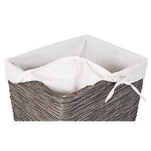 BirdRock Home Rustic Woven Wood Peel Laundry Hamper with Lid - Thin Weave Laundry Basket - Removable Liner - Dirty Clothes Storage Bin - Grey