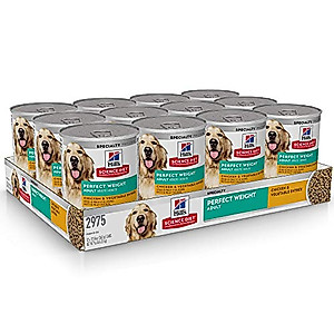 Hill's Science Diet Wet Dog Food, Adult, Perfect Weight for Weight Management, Chicken & Vegetable Recipe, 12.8 oz. Cans, 12-Pack