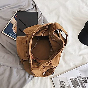 Canvas Messenger Bag for Women,Retro Shoulder Bag,Large Capacity Commuter Crossbody Bag for Travel School Office