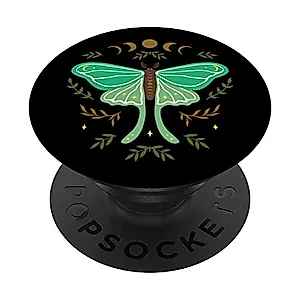 Celestial Luna Moth Witchy Folk Art Botanical Moon Phases PopSockets Swappable PopGrip