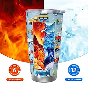 AYCZN Rescue Vehicles Cartoon 20 OZ Tumbler Stainless Steel Travel Coffee Mug, Cute Insulated Water Bottle with Lid Leakproof Thermal Cup