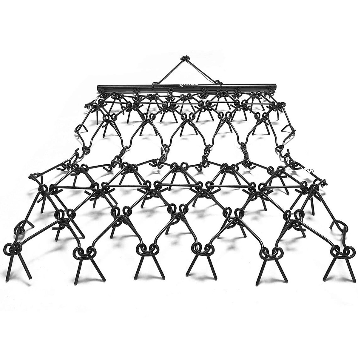 Titan Attachments Heavy Duty Drag Harrow 4.5 FT x 5 FT Leveling Grading Steel Mesh, 3/8in Tines, Tow Behind Agricultural-Style Drag