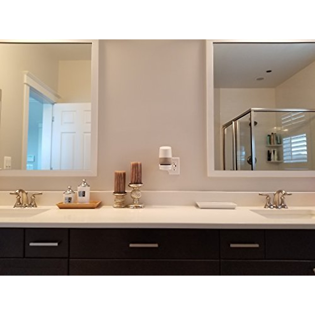 Mount Genie Smart Home Outlet Shelf: Hidden Cord Storage and Extra Custom Short Cords Great for Google Home, Nest, Security Cameras, Smart Speakers, and More