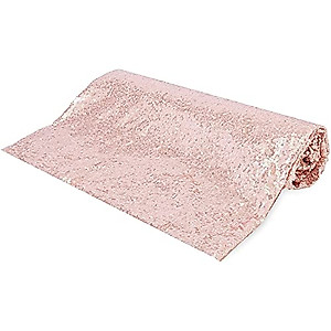 Rose Gold Sequin Fabric Roll for Sewing, Quilting Supplies (15 Feet)