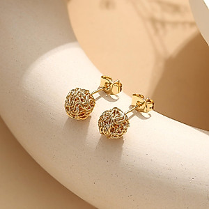 HAIAISO 3 Pairs Gold Love Knot Earrings For Women 14K Gold Plated Woven Ball Stud Earrings Love Knot Post Earrings for Sensitive Ears(Gold)