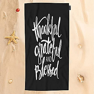 Beabes Thankful Grateful and Blessed Hand Towel Romantic Quote On Black Soft Bathroom Towels Face Washcloths Hand Towels for Sport Gym Travel SPA 30Lx15W Inch