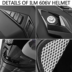 ILM Off Road Motorcycle Dual Sport Helmet Full Face Sun Visor Dirt Bike ATV Motocross Casco DOT Certified Model 606V(Matte Black, L)