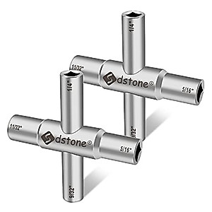 Sdstone Water Key Tool 4 Way Sillcock Key with 4 Wrench Sizes，Sillcock Water Key Fits Sillcock, Stopcock and Valves, Spigot handle replacement,2 Pack