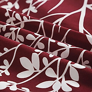 Vaulia Microfiber Duvet Cover Set, Tree Branch Printed Pattern Design - Burgundy Red, King Size 3 Piece Set (1 Duvet Cover 2 Pillow Shams)