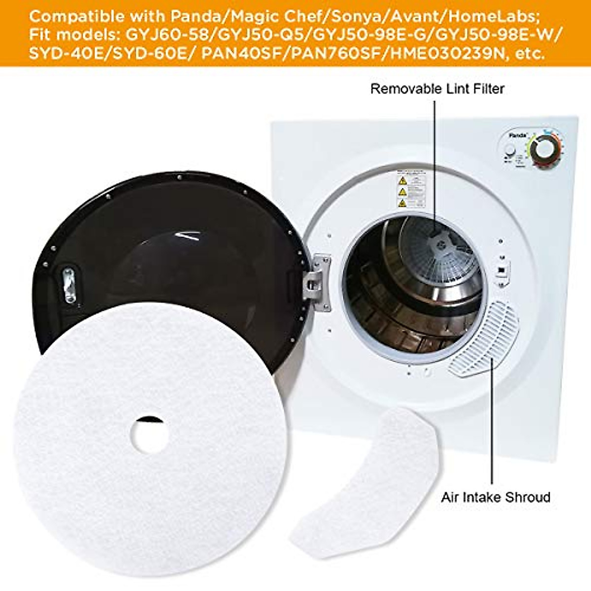 20Pcs Universal Cloth Dryer Exhaust Filters, Premium Quality Durable and Easy to Clean Dryer Lint Filter Compatible with Panda/Magic Chef/Sonya/Avant - 16 Exhaust Filters & 4 Air Intake Filters