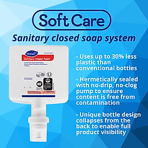 Diversey Soft Care Impact Foam Hand Sanitizer For Intellicare Dispensers, 1,200 Ml Cartridge, Alcohol Scent, 6/carton