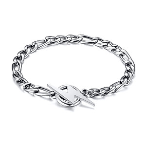 Hisatan Unisex Lightning Bolt Charm Bracelet | Stainless Steel Lightning Flash Thunder Figaro Chain Bracelet for Men Women