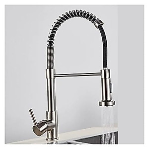 Pull Down Kitchen Faucet Chrome Dual Mode spout hot and Cold Water Mixer Crane Faucet Brass Spring Kitchen Sink Faucet(Nickel)