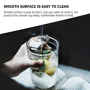 Hemoton 3pcs Drinking Glasses Tumbler with Straw and Lid, 15OZ Glass Cups Ice Coffee Cup Tumbler Cup Great for Smoothie Soda Boba Tea Cocktail, Christmas Gifts for Women Man