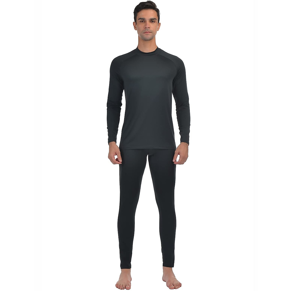 qualidyne Men's Thermal Underwear Winter Base Layer Long Johns Set Top and Bottom Sports Suits Black