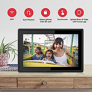 Feelcare 10.1 Inch 16GB Smart WiFi Digital Picture Frame, Send Photos or Small Videos from Anywhere, Touch Screen, 800x1280 IPS LCD Panel, Portrait and Landscape(Black)
