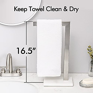 KES Towel Rack Countertop, Hand Towel Holder for Bathroom with Marble Base L-Shape SUS 304 Stainless Steel Brushed Finish, BTH220L19W12-2