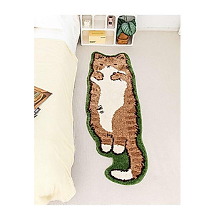 Funny Home Bedside Carpet Living Room Carpet Cloak Room Foot Mat Living Room Mat Tea Table Thick Floor Mat (Relaxing Cat, 63 * 19.7)